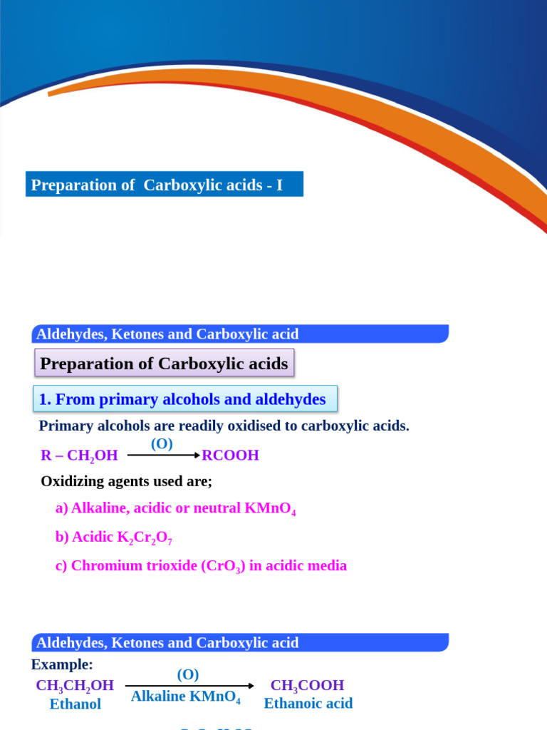 Module 23-Preparation of Carboxylic Acids 1 | PDF | Aldehyde ...