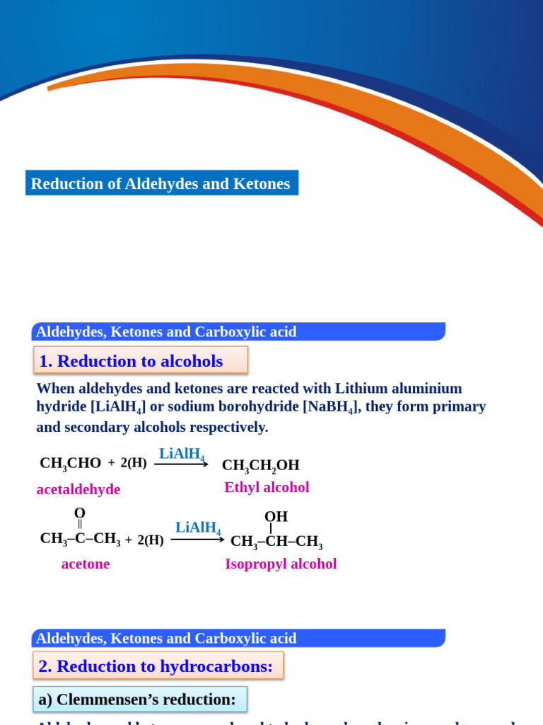 Module 14-Reduction of Aldehydes and Ketones | PDF | Cooking, Food ...