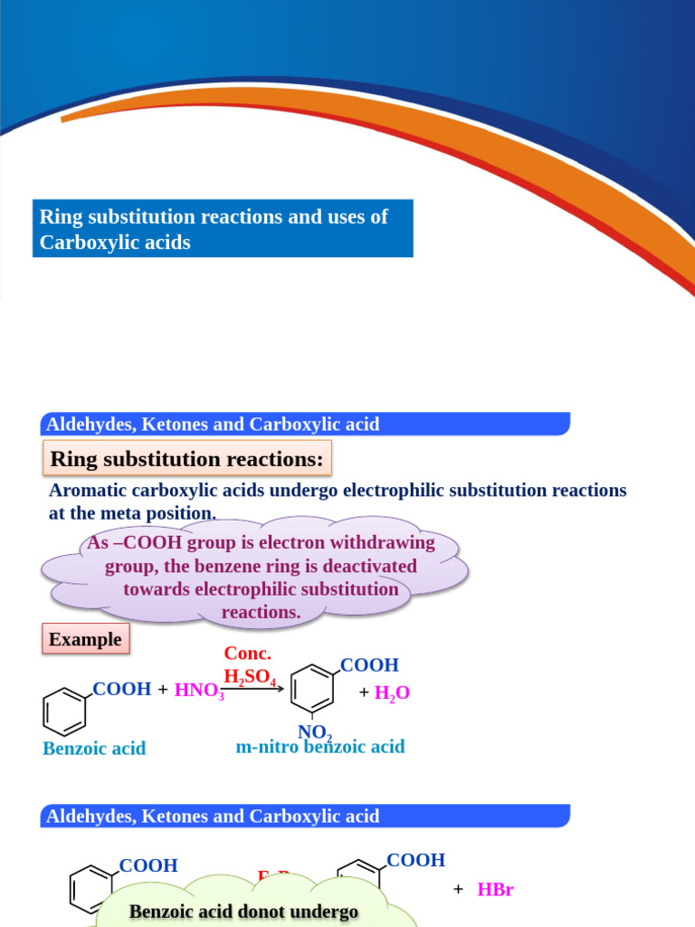 Module 30 - Ring Substi Reaction and Uses of Carboxylic Acid | PDF