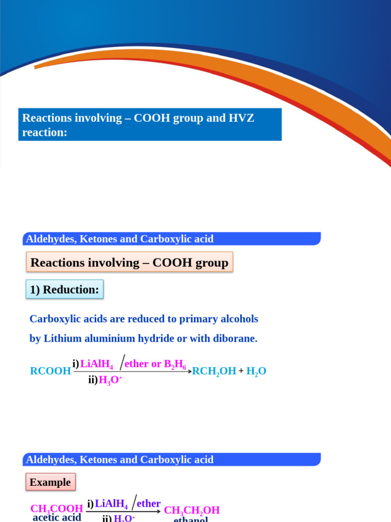 Module 29-Reactions Involving - COOH Group and HVZ Reaction | PDF