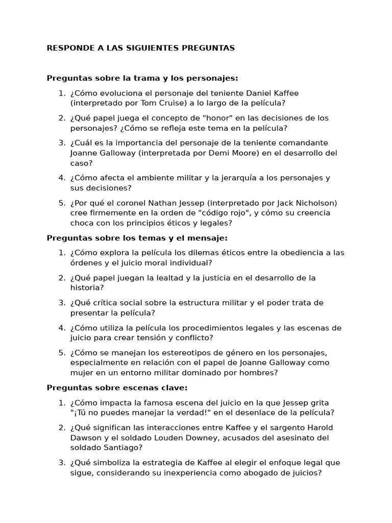 Preguntas Película | PDF | Deportes y actividades al aire libre