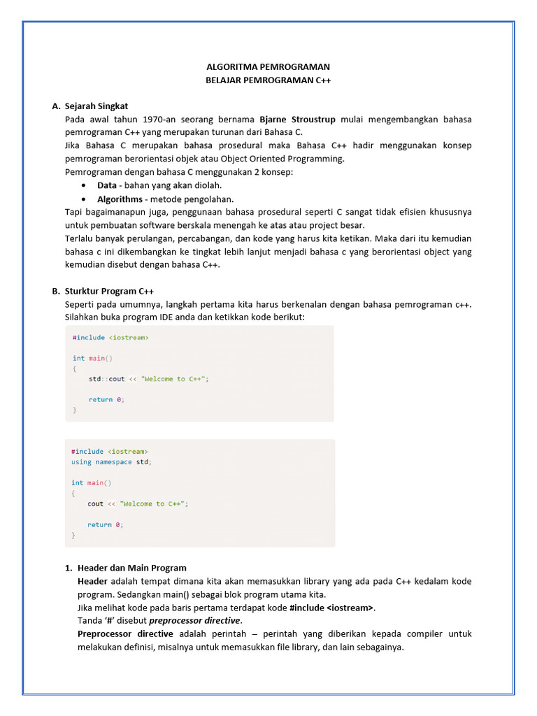 Bab 1 Modul Algoritma Pemrograman | PDF