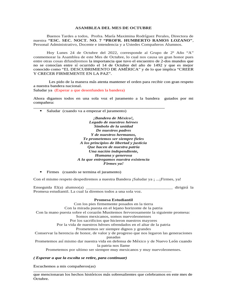 Asamblea de Octubre | PDF