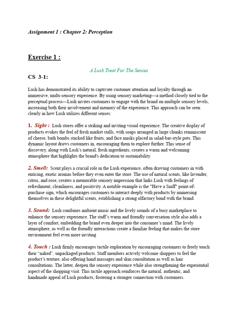 Consumer Behavior Assignment 1 Chapter 2 Perception | PDF | Perception | Odor