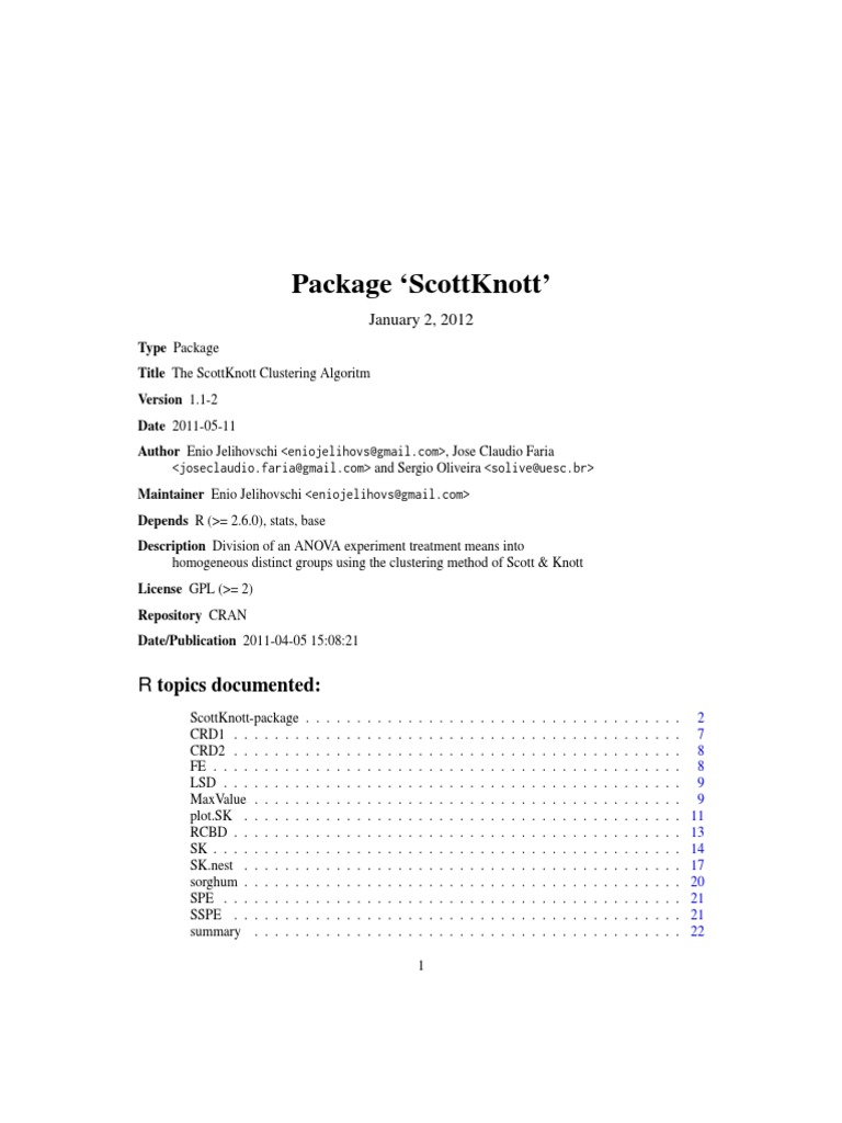 Scott Knott | PDF | Analysis Of Variance | Design Of Experiments