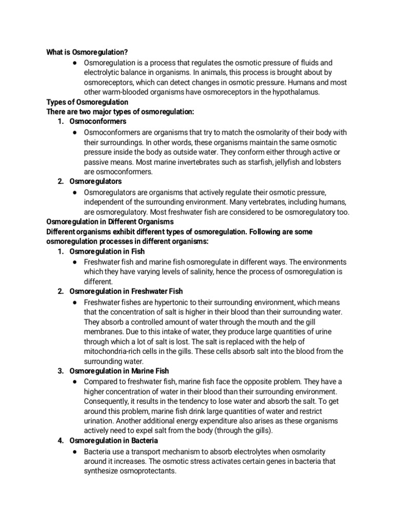 Osmoregulation Osmosis Pdf Osmosis Physiology
