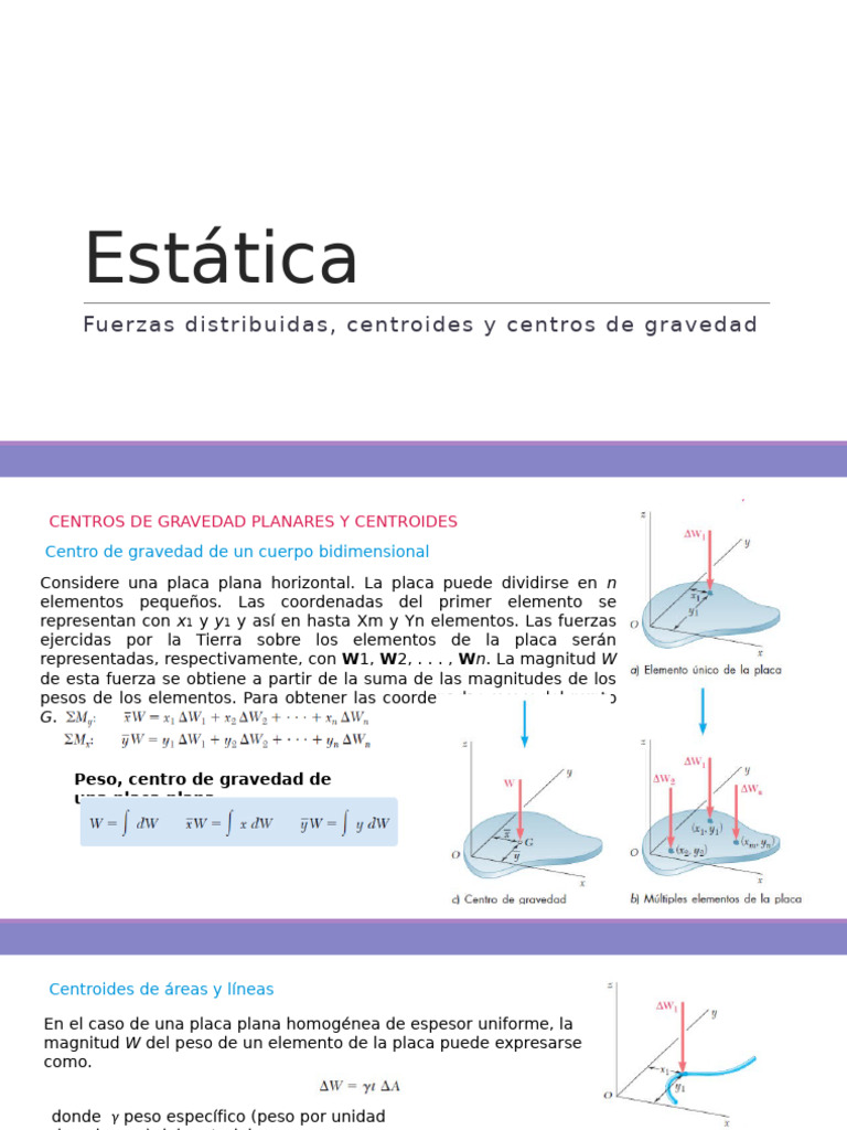 Fuerzas Distribuidas Centroides Y Centros De Gravedad Pdf Centro