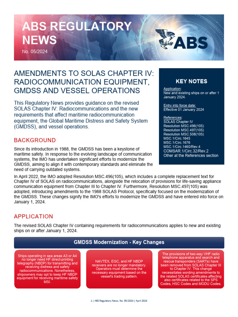 Amendment To SOLAS Chapter IV | PDF | Electronics | Wireless