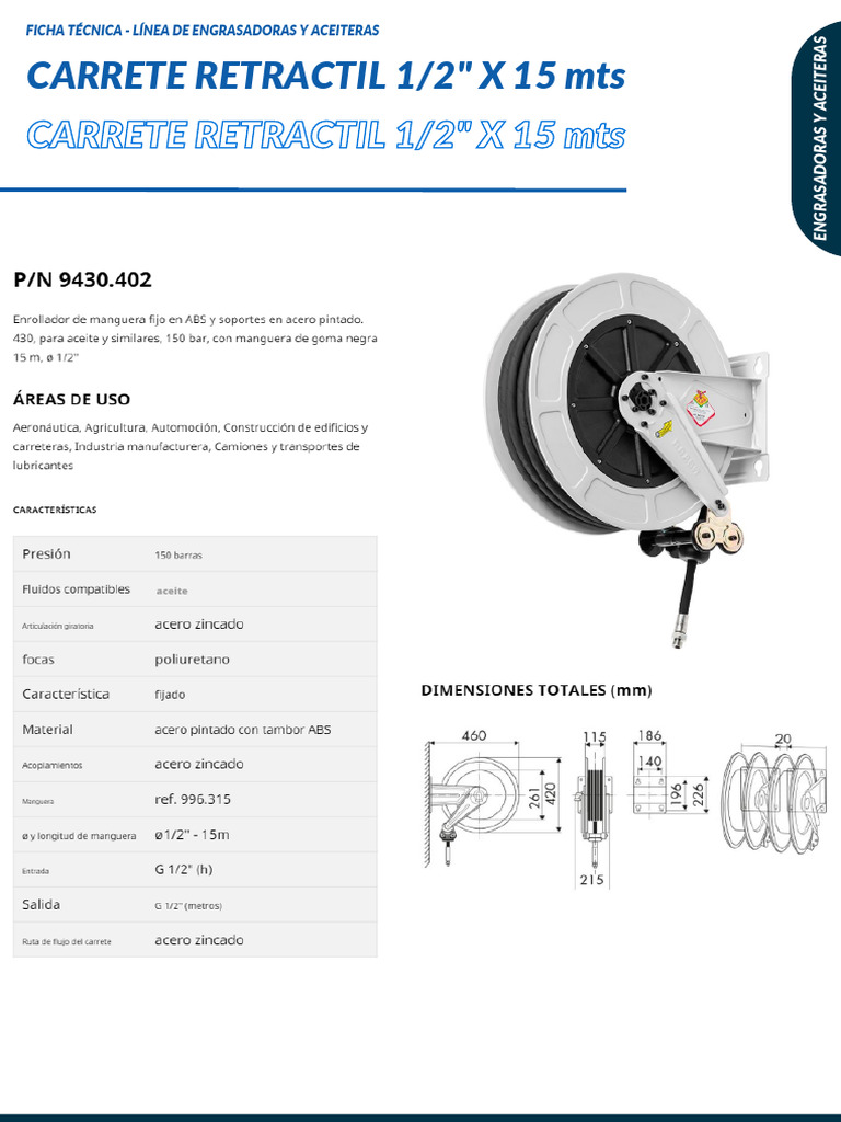 CARRETE RETRACTIL 12 X 15 Mts | PDF | Hogar, jardinería y bricolaje