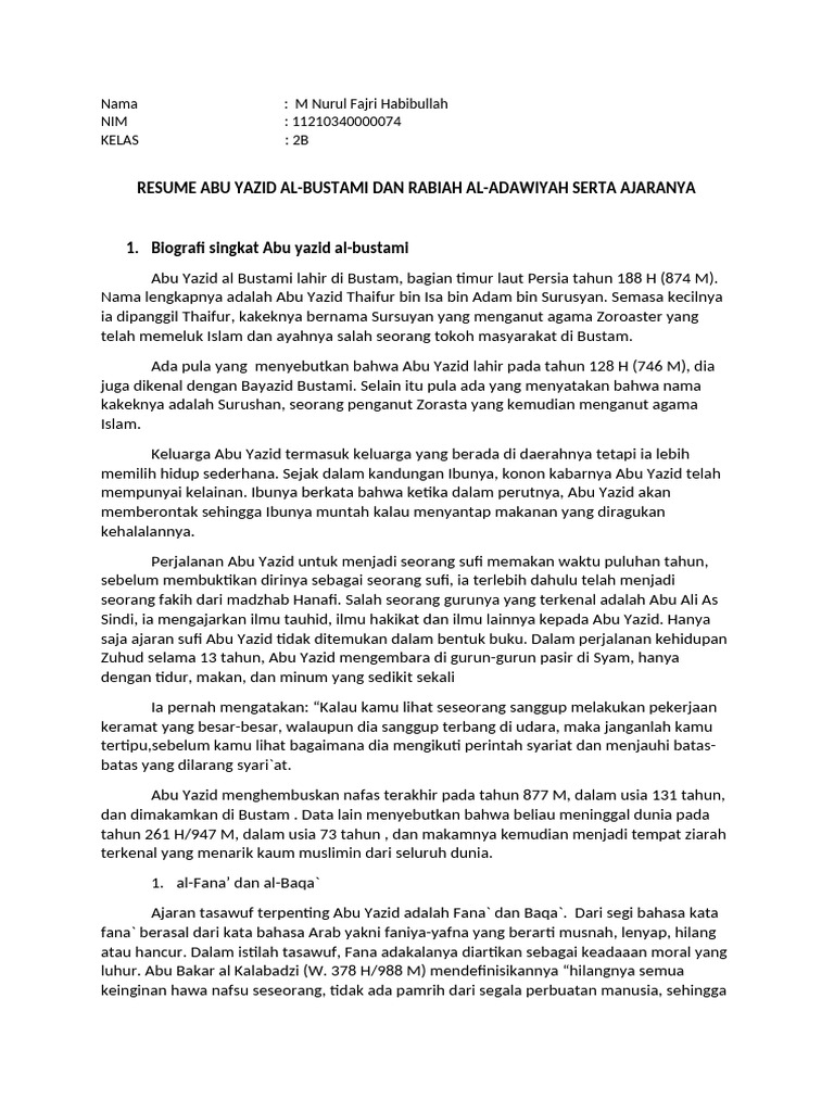 Kisah Rabiah Al-Adawiyah dan Abu Yazid | PDF | Agama & Spiritualitas