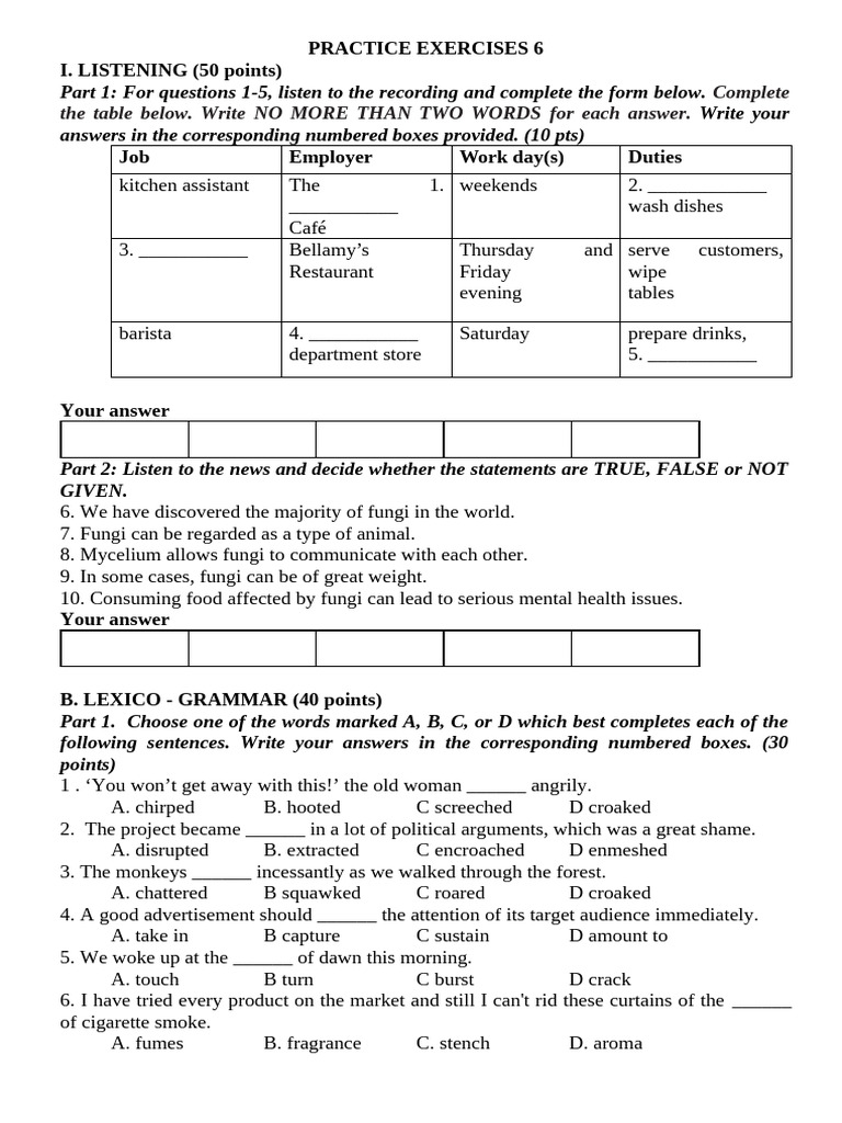 English Practice Test | PDF | Grief