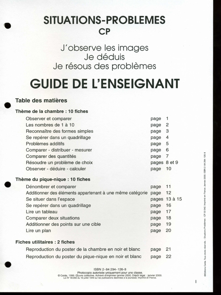 Celda - Fichier Situations Problèmes CP Zecol by Jeje | PDF