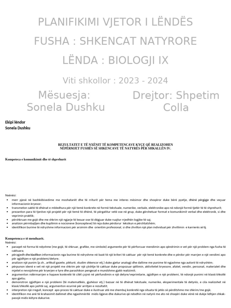 BIOLOGJI 9 (E Perfunduar) | PDF