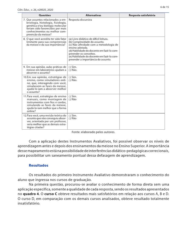 Artigo Meiose 1 Páginas 6 | PDF | Aprendizado