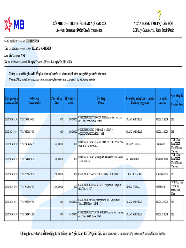 Transaction History | PDF