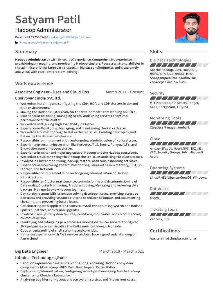 Satyam Patil Resume | PDF | Apache Hadoop | Computer Cluster