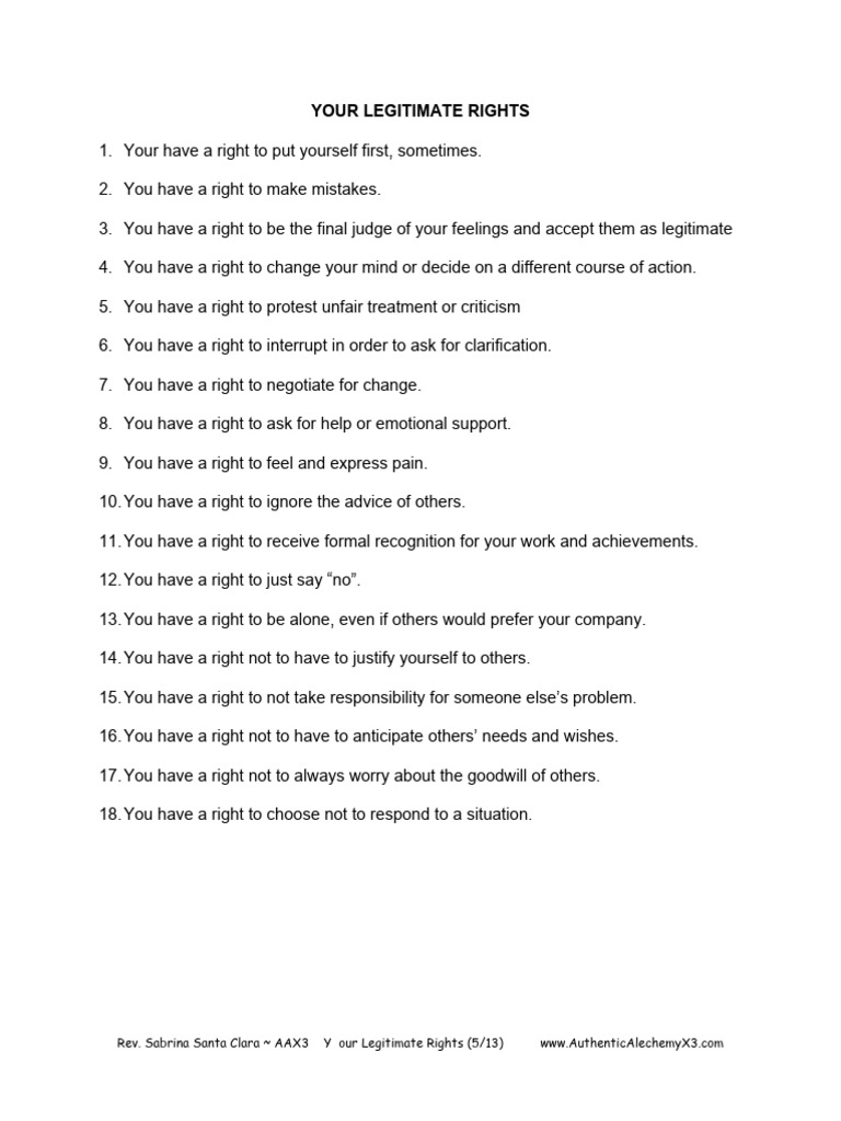 Handouts Women Your Legitimate Rights1 | PDF