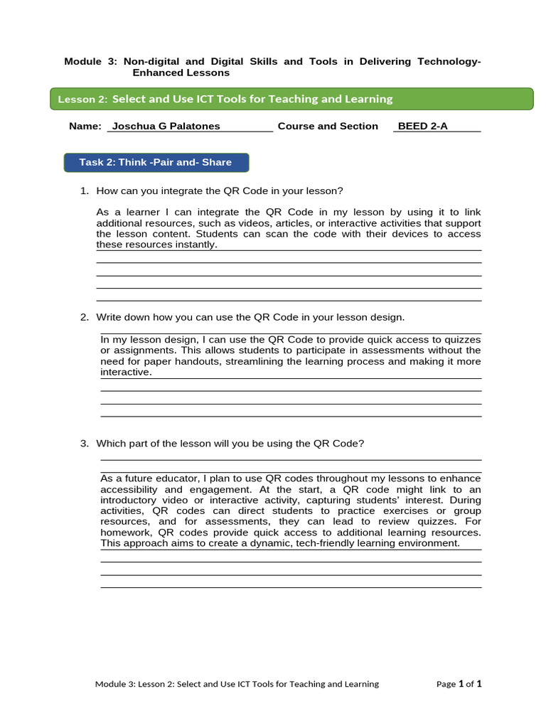 MODULE 3 - LESSON 2 - Task 2 Template | PDF