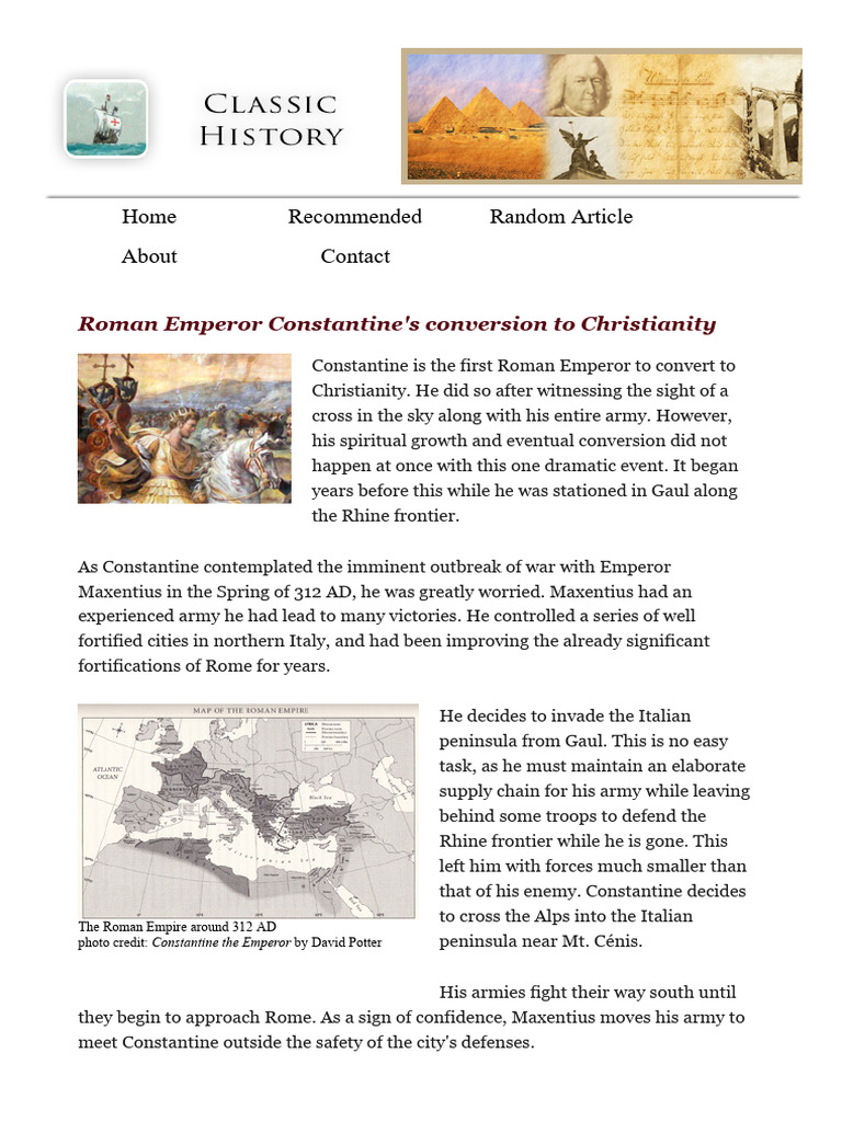 Roman Emperor Constantine's conversion to Christianity | PDF | Constantine The Great