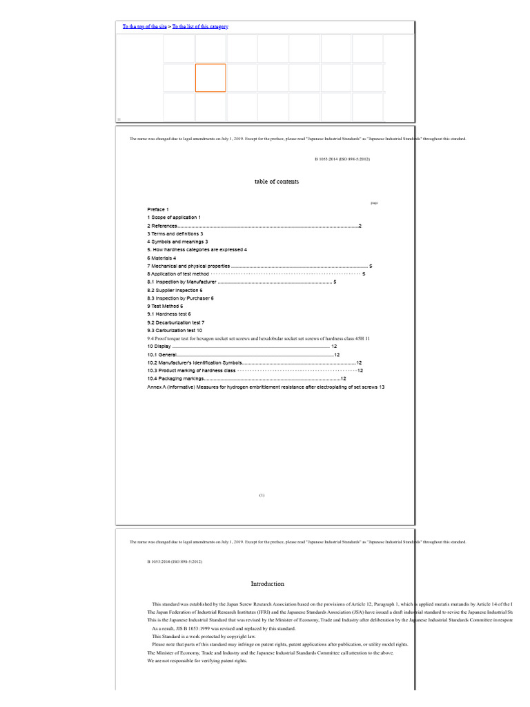 JIS B 1053 - 2014 Set Screws | PDF | Screw | Steel