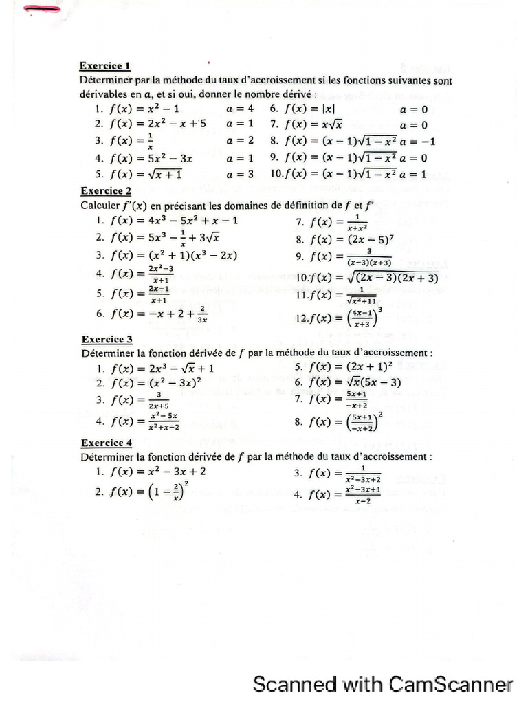 Exercices Dérivations | PDF