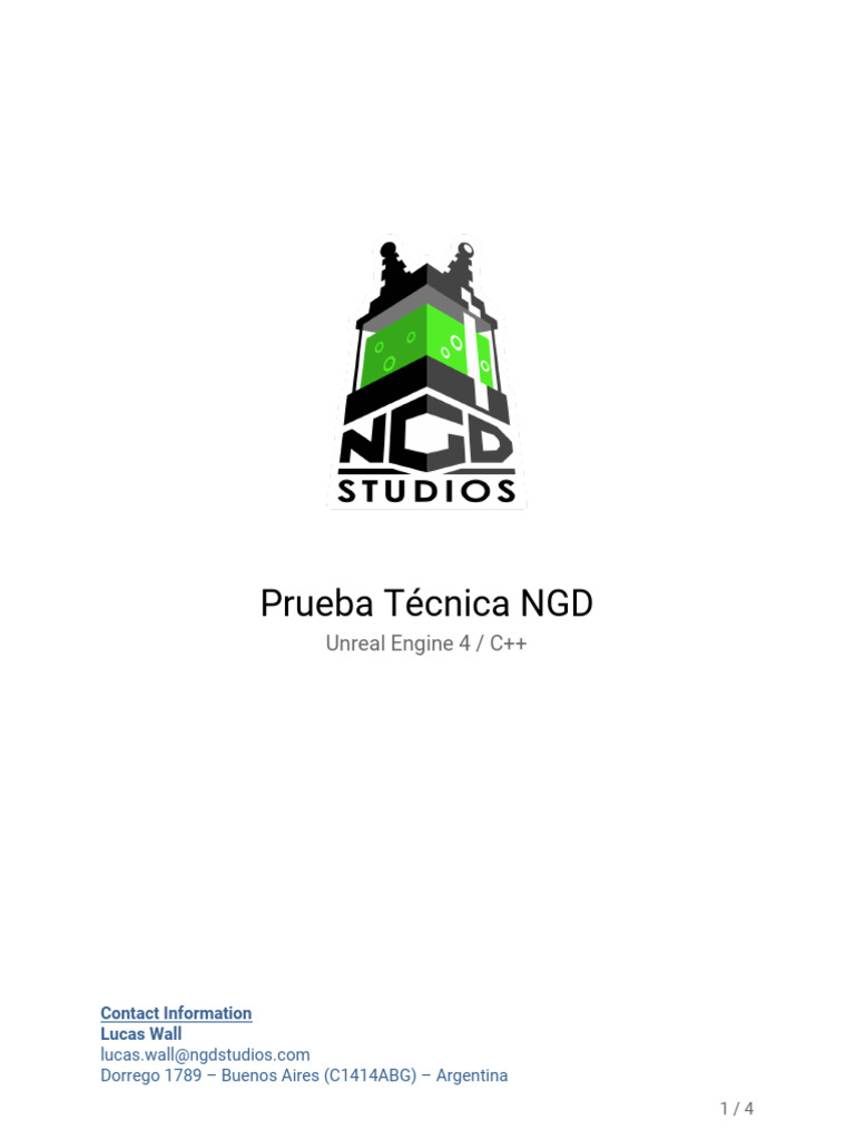 Prueba Técnica NGD - UE4 C++ | PDF | C ++ | Desarrollo de software