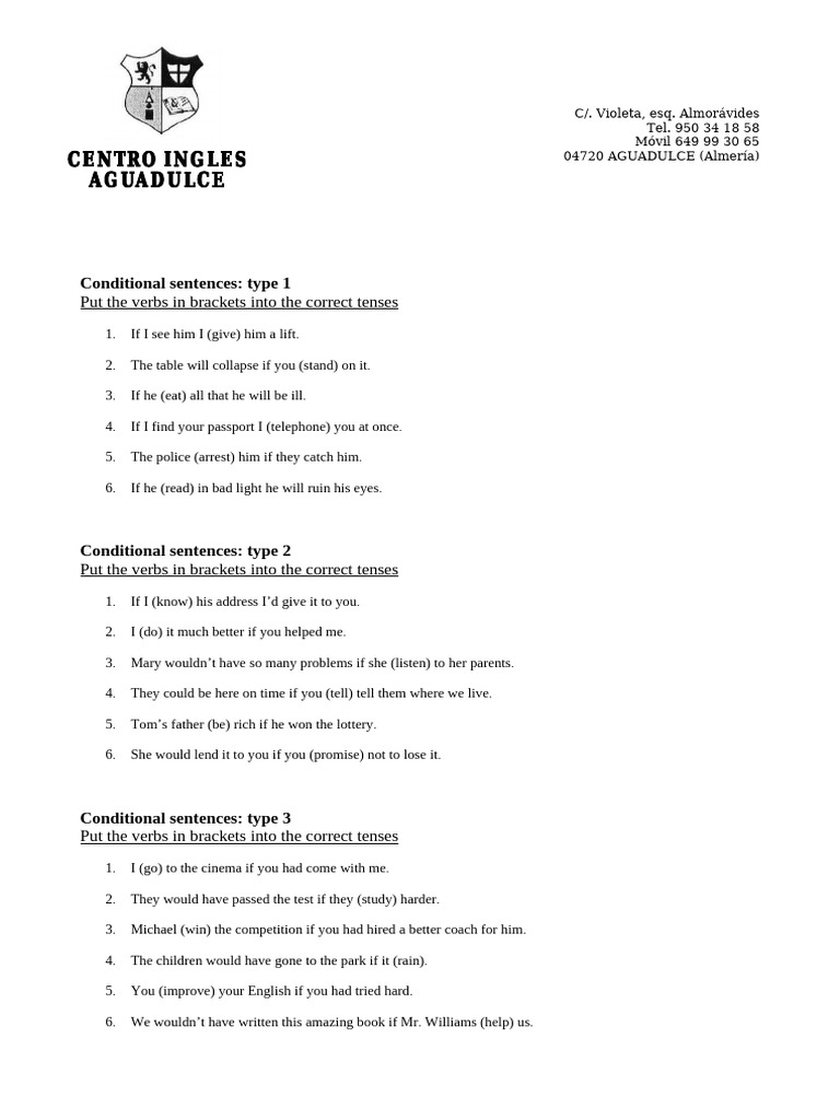 Conditionals 1,2,3 | PDF
