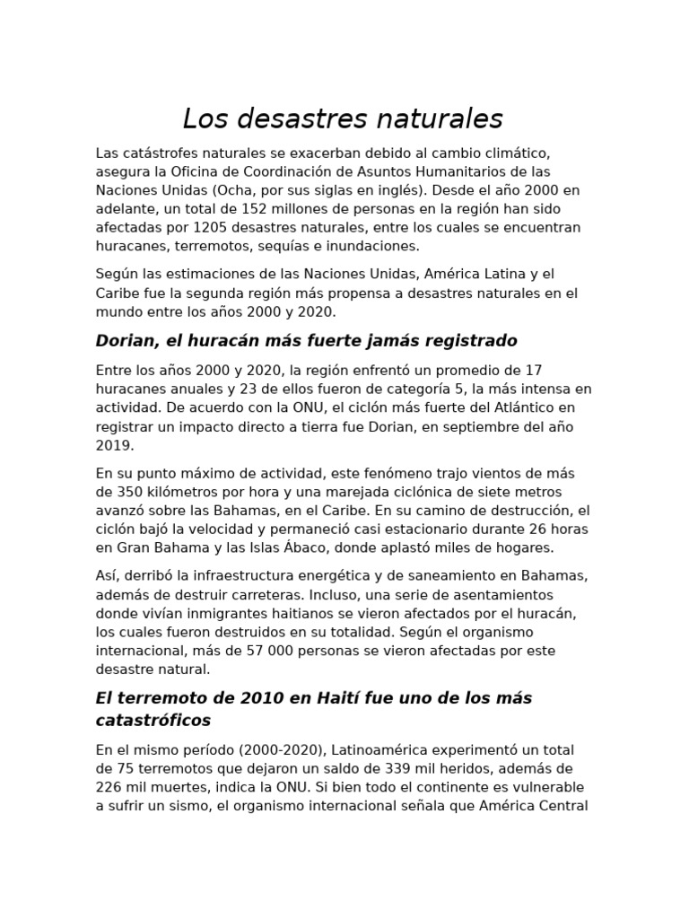 Impacto del Cambio Climático en Desastres | PDF | Temblores | Desastres ...