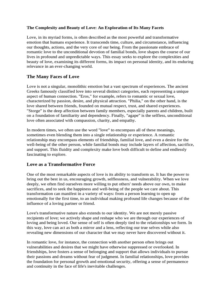 The Complexity and Beauty of Love | PDF | Love | Romance (Love)