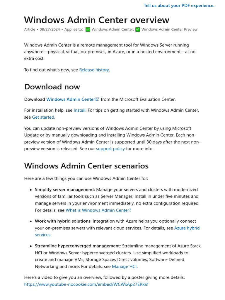 Windows Server Manage Windows Admin Center | PDF | Microsoft Windows | Hyper V
