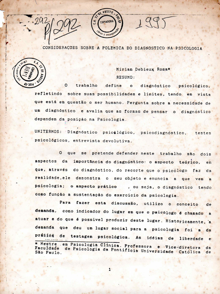 T1 - Polêmica Diag em Psico | PDF