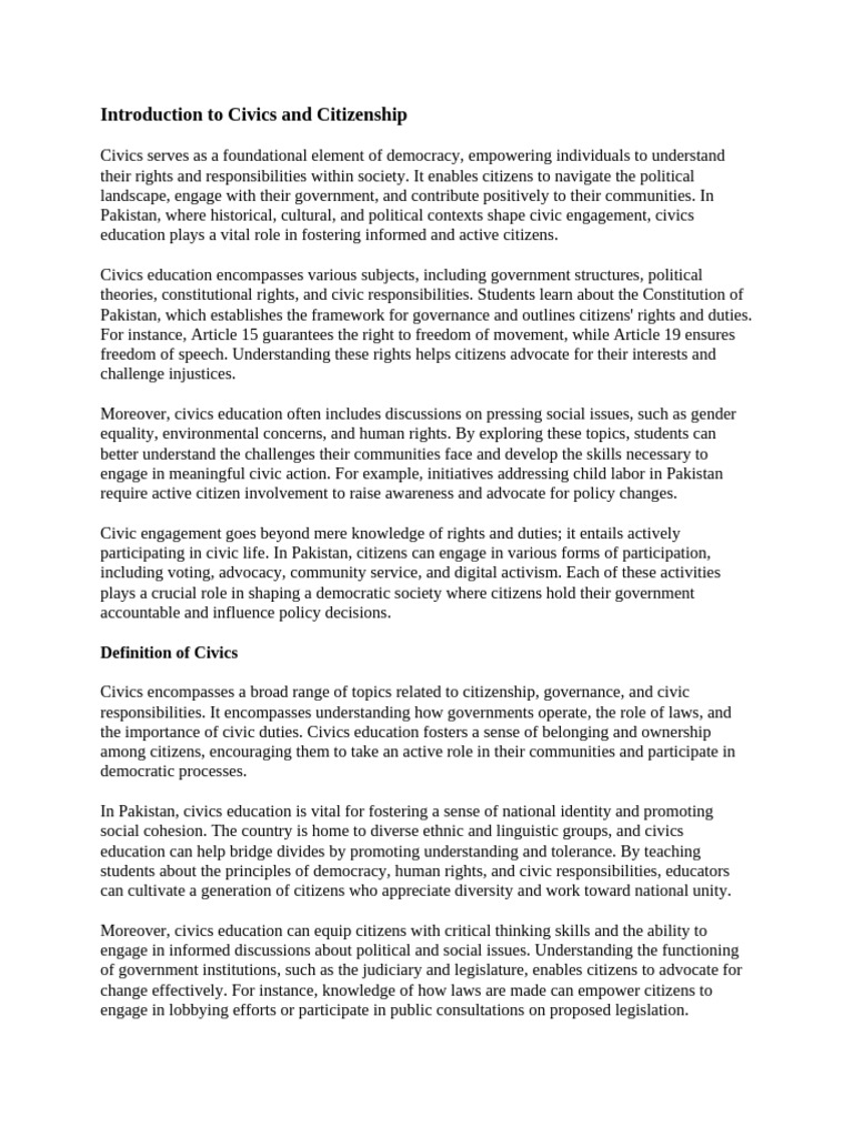 Notes Civics | PDF | Civic Engagement | Citizenship