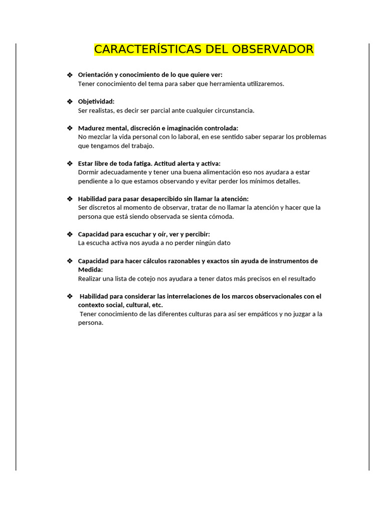 Características Del Observador | PDF