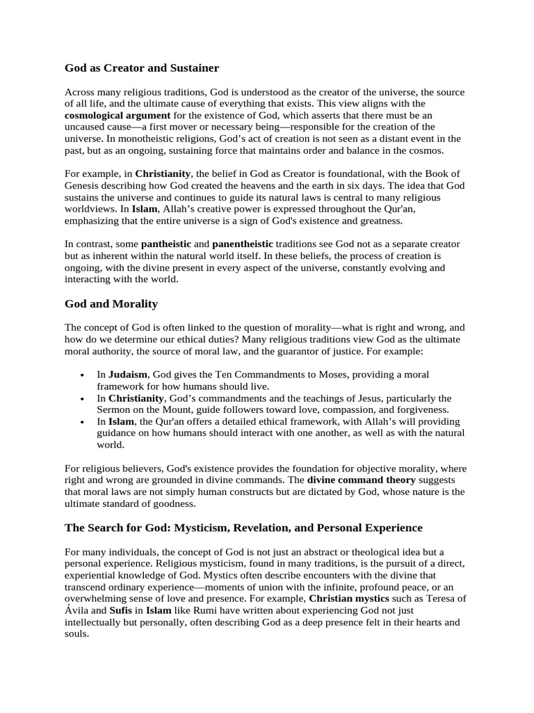 Understanding God: Creator and Morality | PDF | God | Revelation