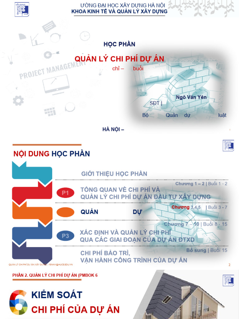 Slide QLCP DA ĐTXD - P2 - Chap6 - Kiểm Soát Chi Phí-PMBOK6th - 202408 - updateEVM | PDF