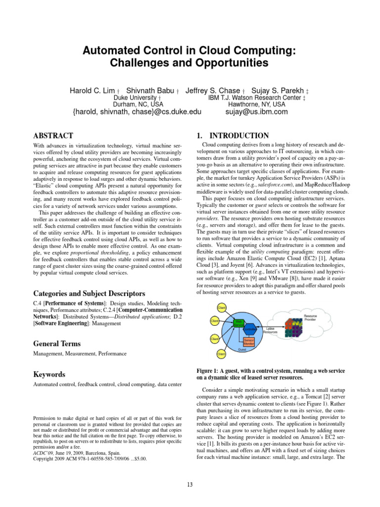 2019 - Lim, H. - Automated Control in Cloud Computing (Challenges and Opportunities) | PDF ...