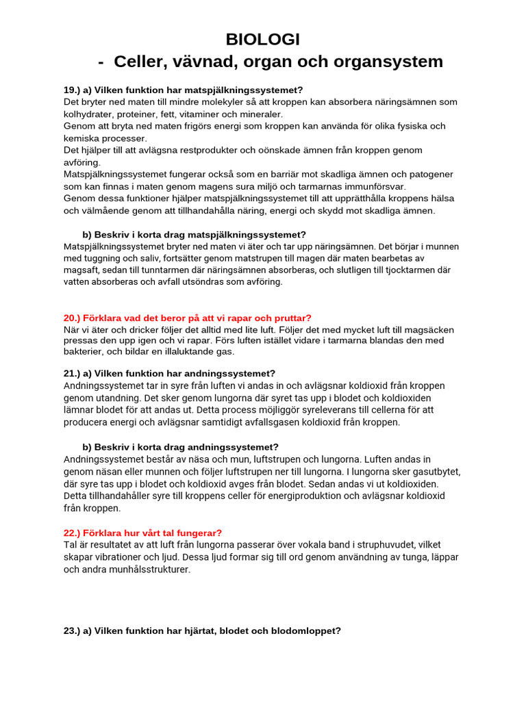 Mobina Mahjoob - 2. ÅK 8 - BIOLOGI - Människokroppen - Celler, Vävnad, Organ Och Organsystem | PDF