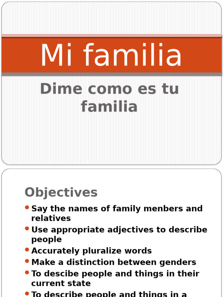 Vocabulario Familiar en Español | PDF