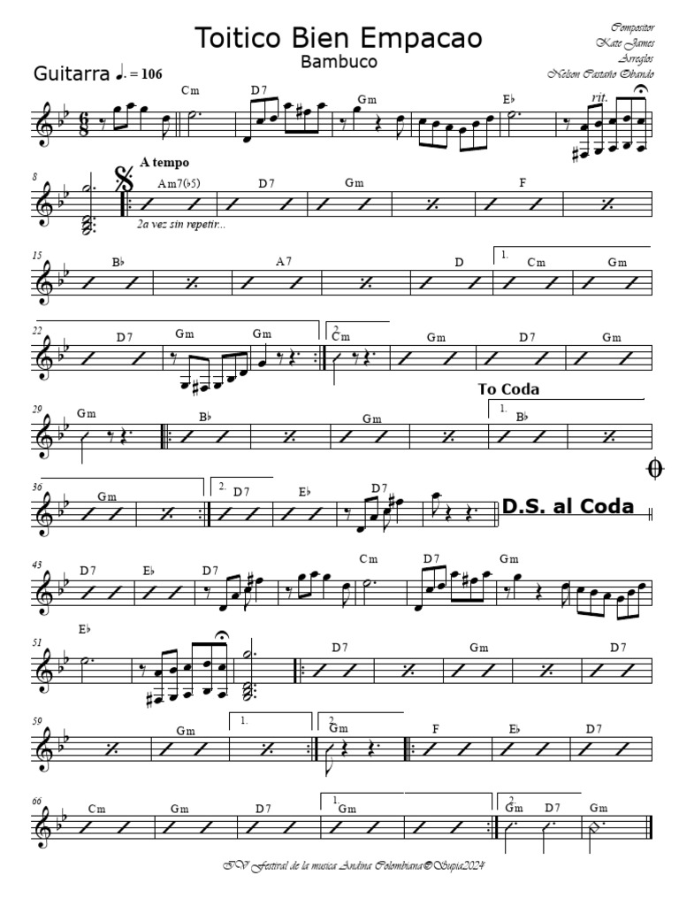 Toitico Bien Empacao Bambuco GM 2024 - Guitarra | PDF