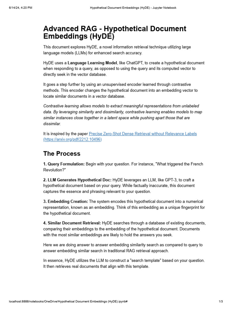 Hypothetical Document Embeddings (HyDE) - Jupyter Notebook | PDF | Information Retrieval | Computing