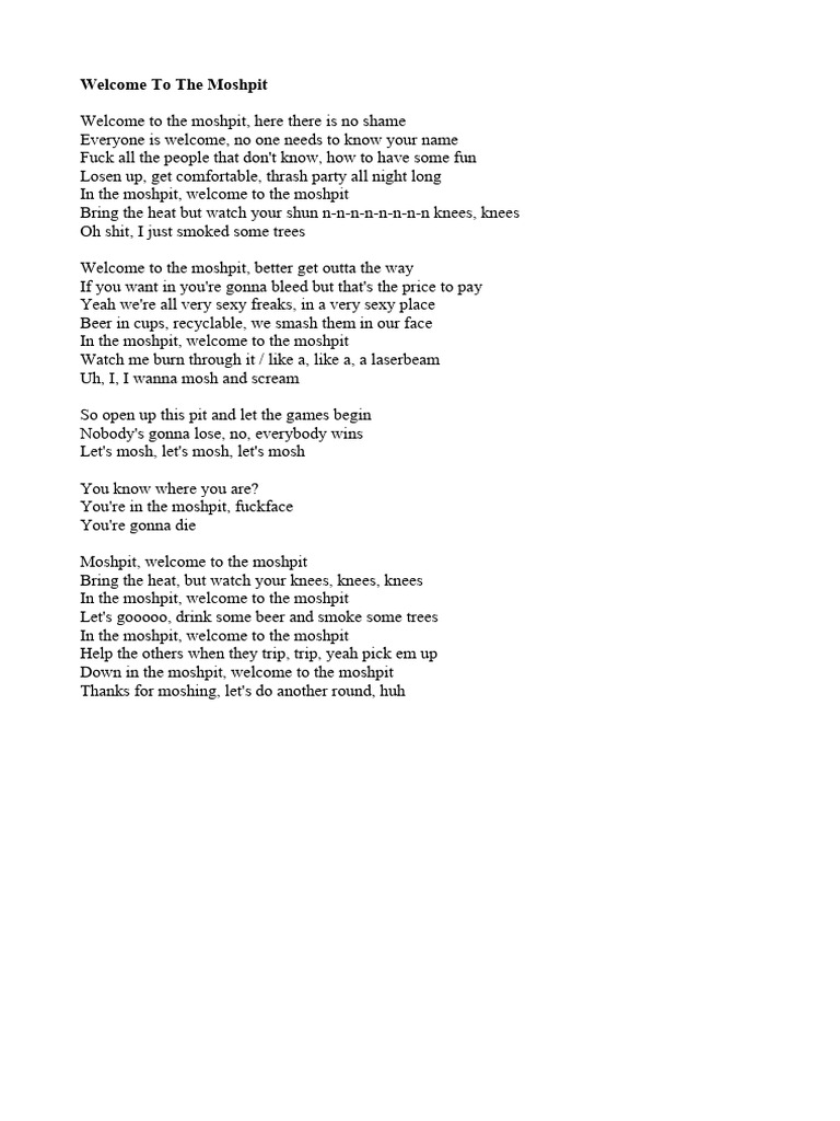 Welcome To The Moshpit | PDF