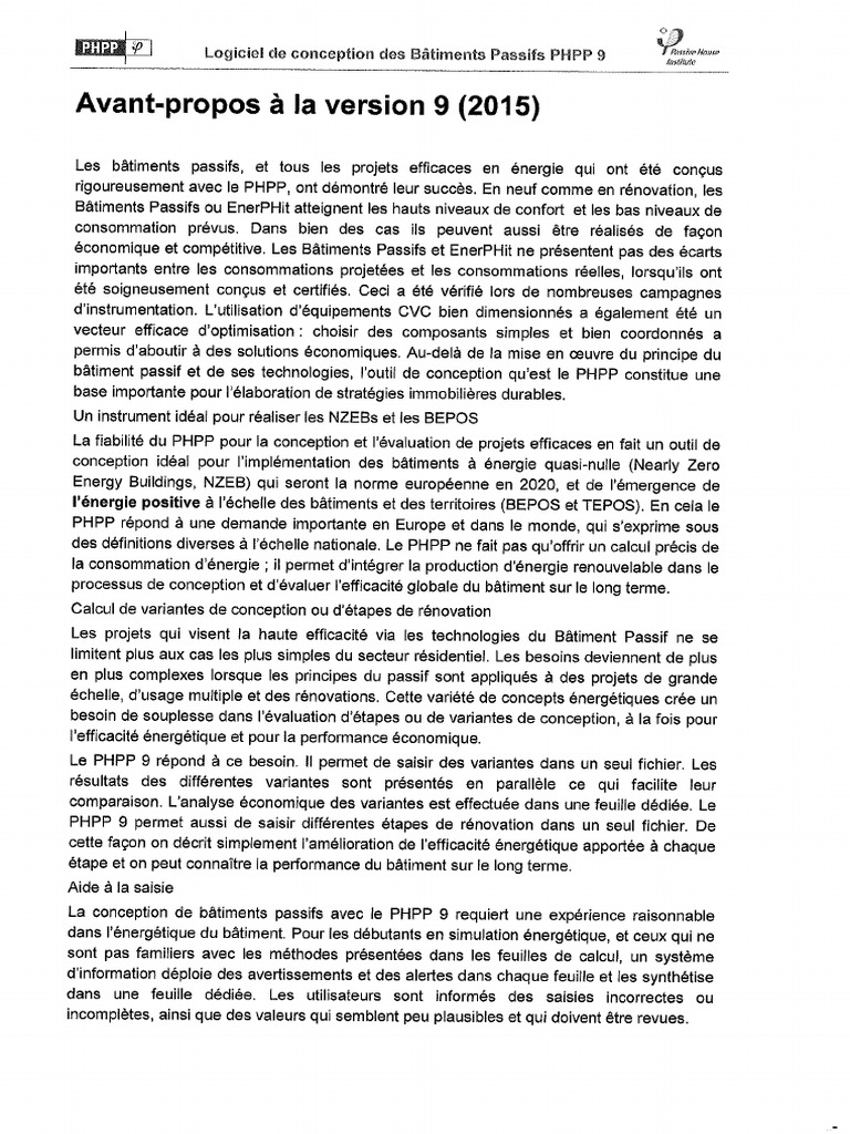 PHPP 9 Avant Propos | PDF
