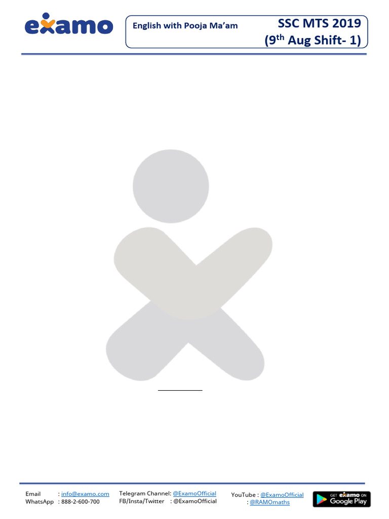 SSC MTS 2019 (9th Aug Shift-1) - by Pooja Ma'am | PDF | Foreign ...