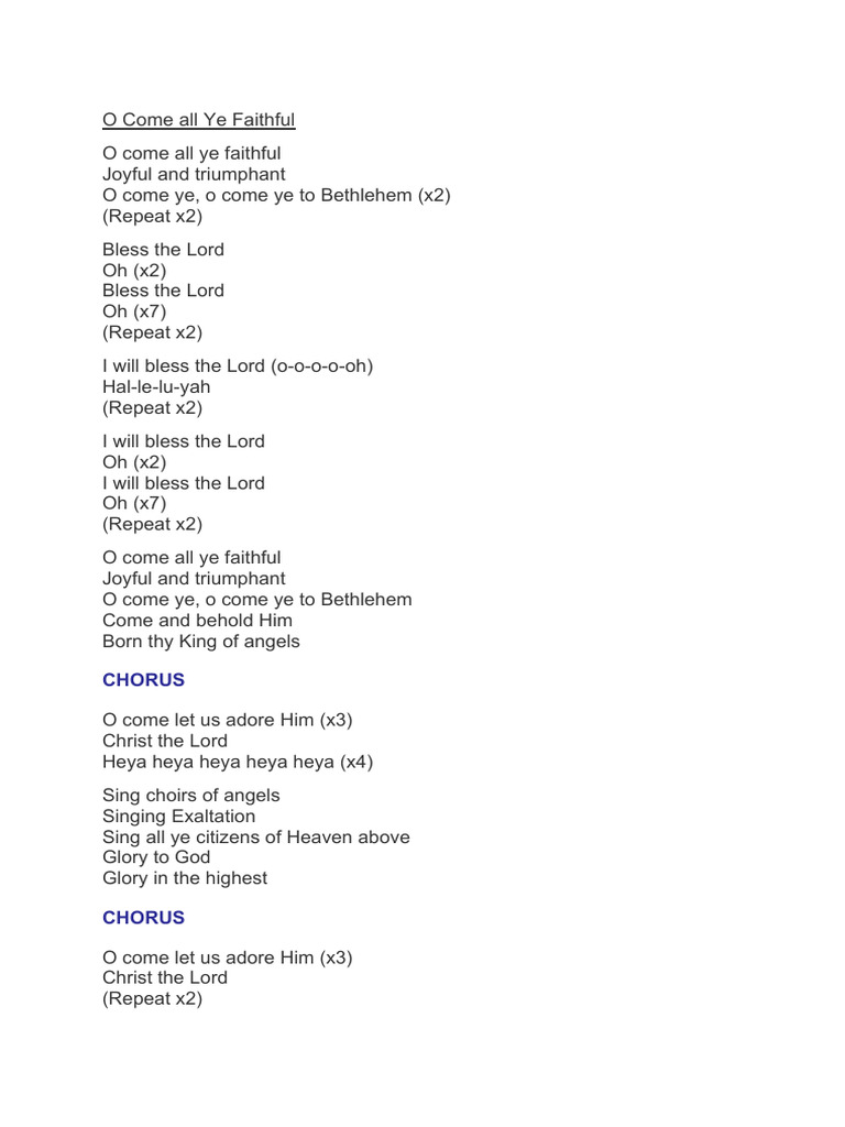 O Come All Ye Faithful - The Spirituals | PDF