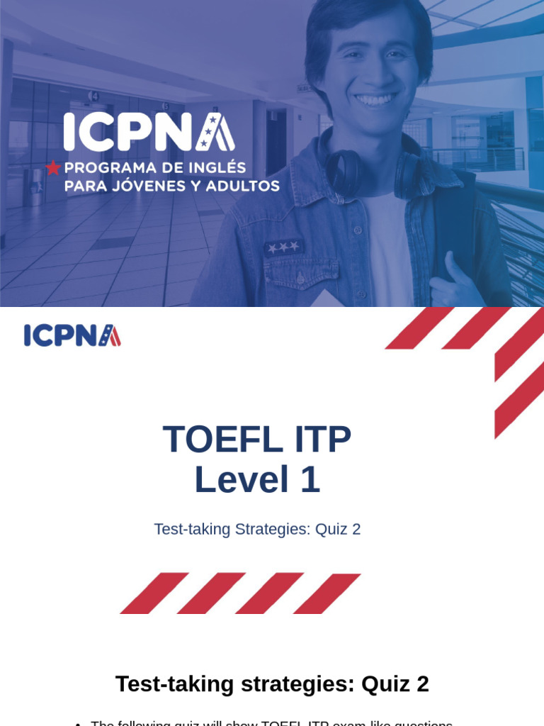 I12 TOEFL ITP Level 1 - Practice Quiz 2 | PDF | Test Of English As A ...