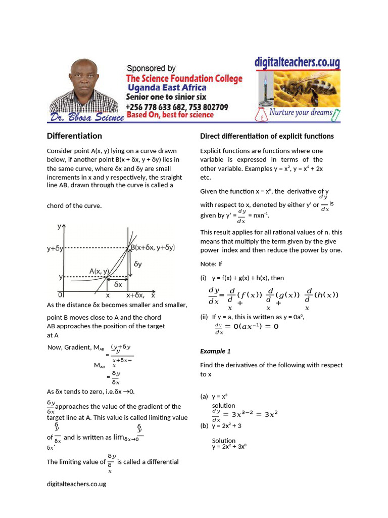 Differentiation A Level | PDF | Derivative | Function (Mathematics)