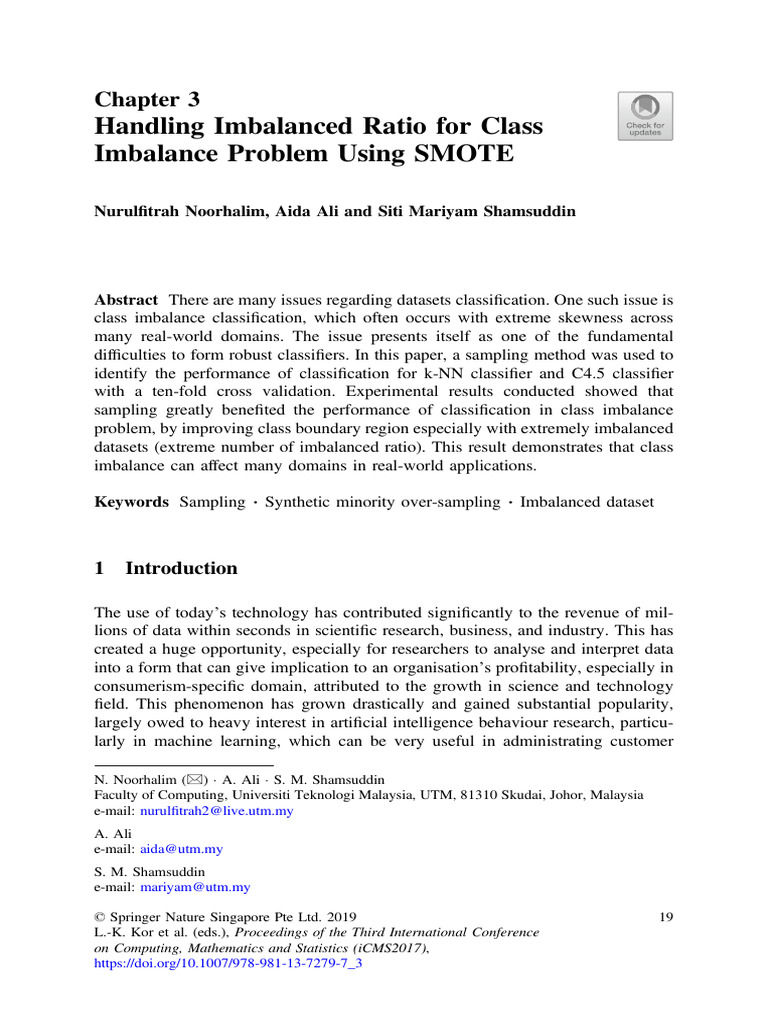 Handling Imbalanced Ratio For Class Imbalance Problem Using SMOTE | PDF | Applied Mathematics | Data
