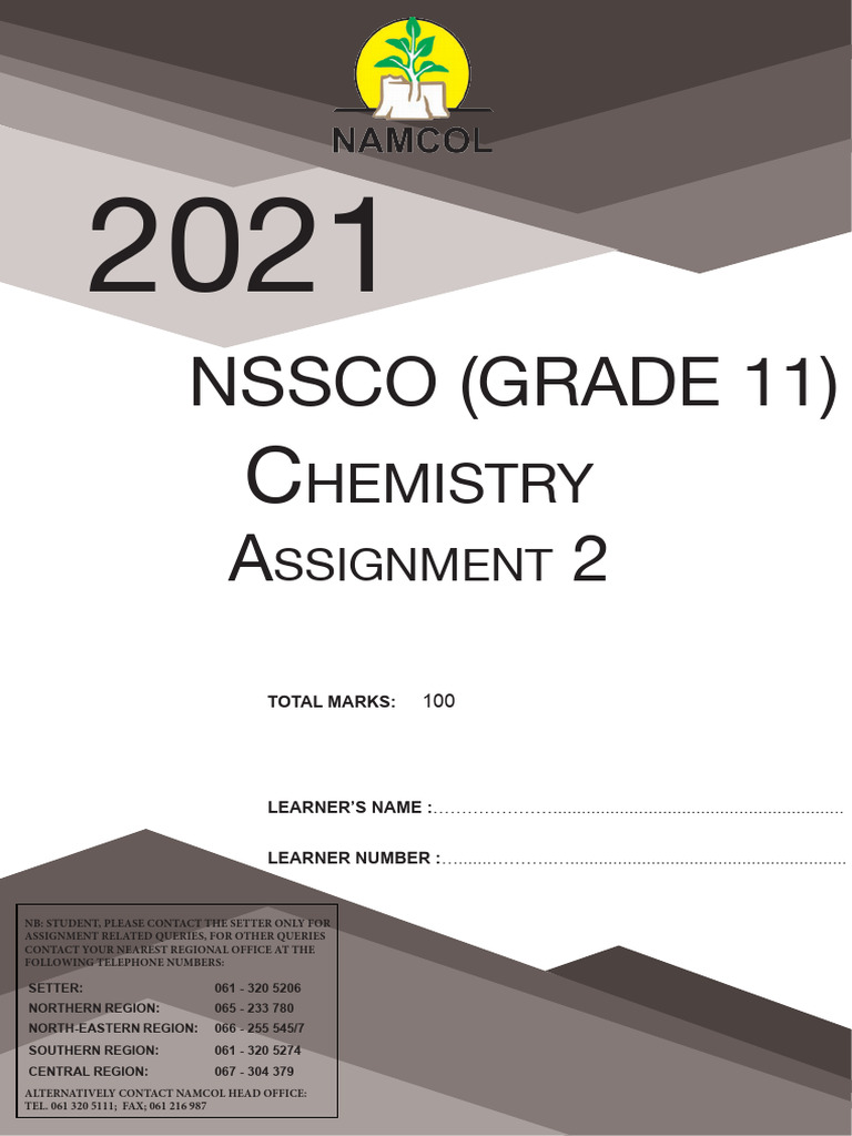 NSSCO GR 11 Chemistry Assignment 2 2021 | PDF | Salt (Chemistry) | Oxide