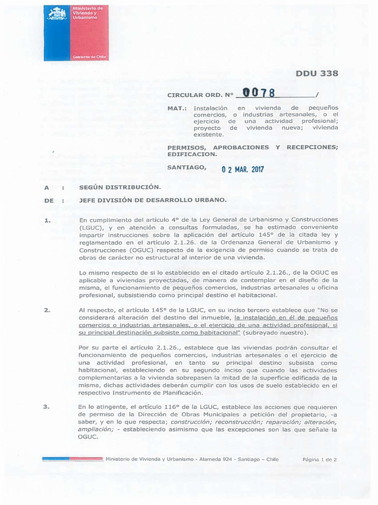 Ddu-338-Pequeños Comercio en Destino Vivienda | PDF | Chile