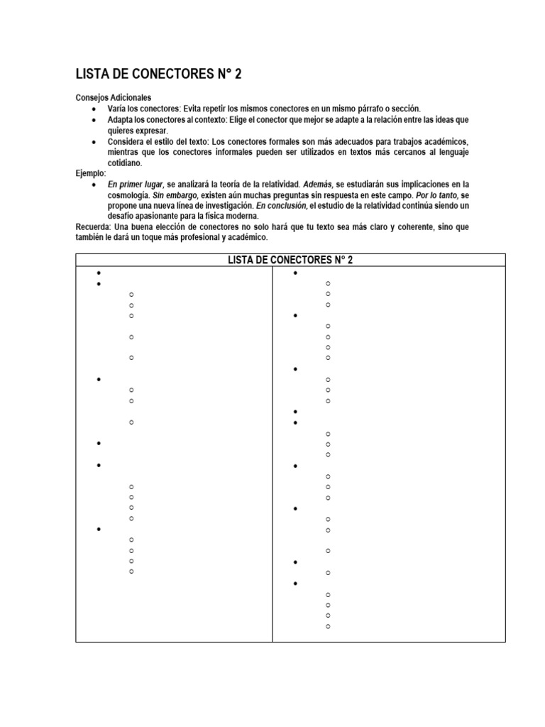 Lista de Conectores # 2 | PDF | Plagio